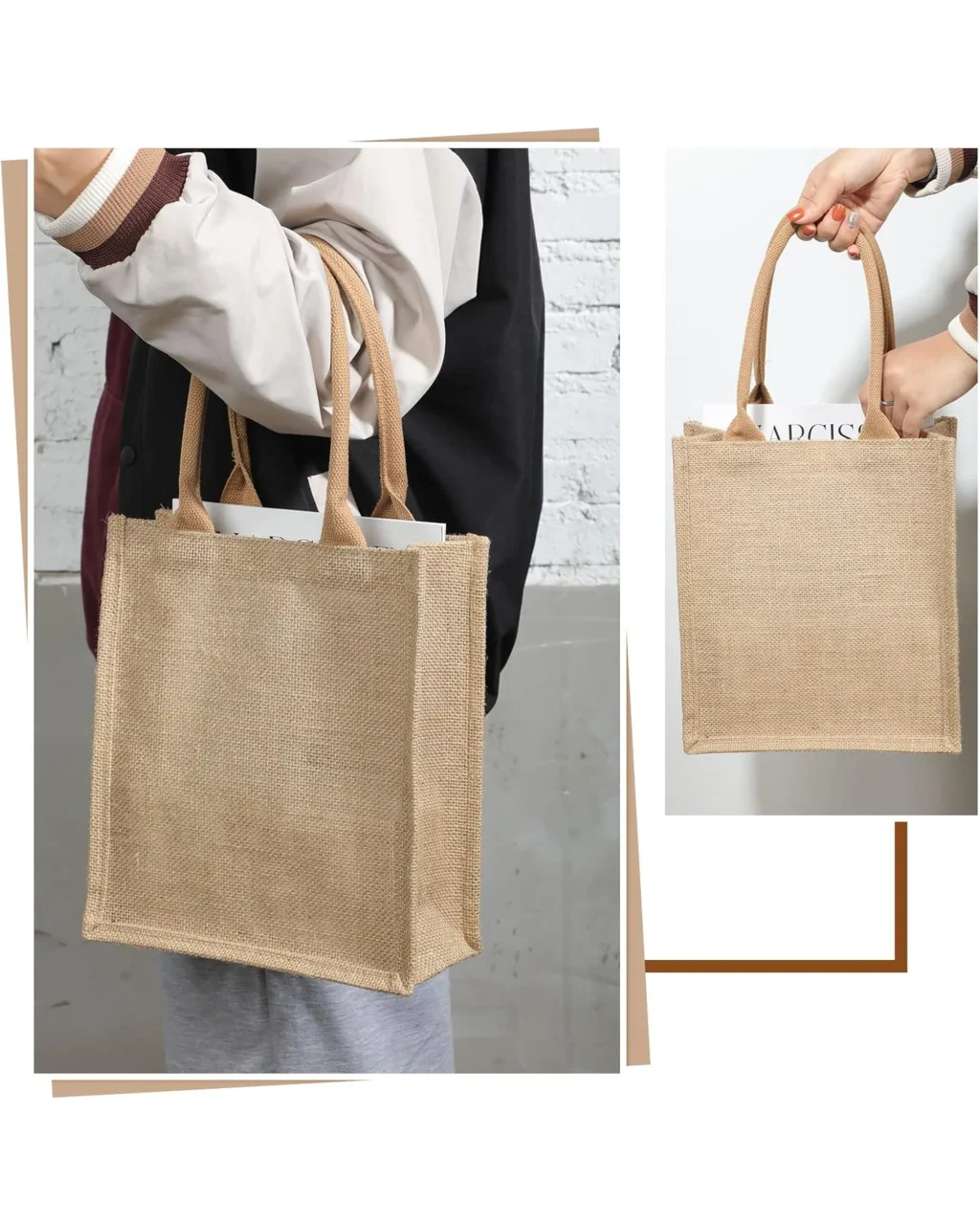 DIY Gift Small Burlap Jute Tote Wholesale With Handles - ToteBulk